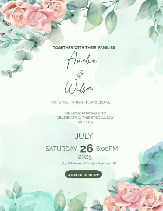 White Typographic Wedding Invitation Cards Flyer (us Letter) Template ...