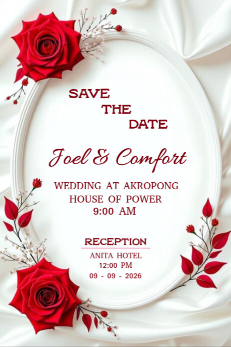 White Typographic Wedding Invitation Poster With White And Flowers ...