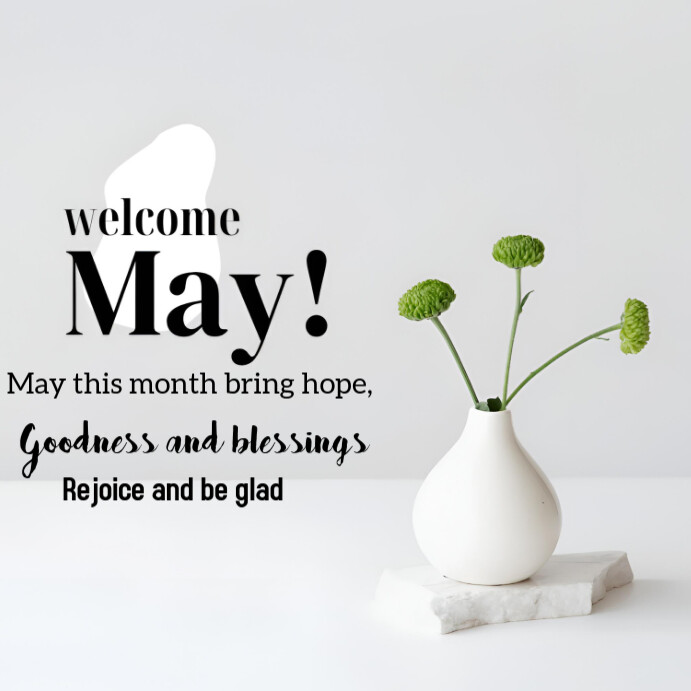 White Typographic Welcome May New Month Instagram Post Template ...