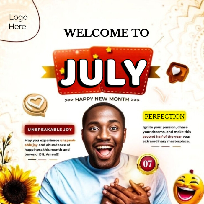 White Typographic Welcome To July New Month Instagram Post Template ...