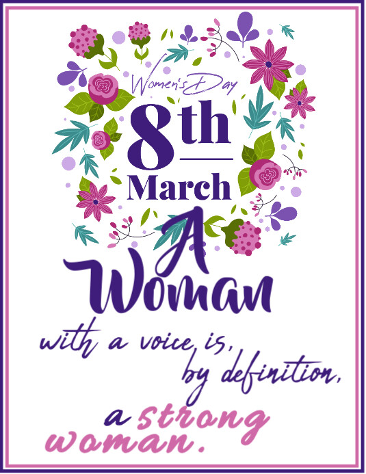 White Typographic Women`s Day , 8th March Flyer (us Letter) Template ...