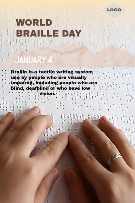 White Typographic World Braille Day Poster Template | PosterMyWall
