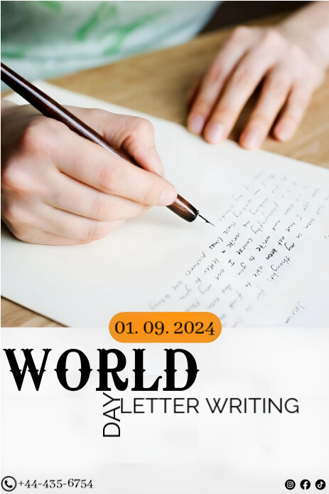 White Typographic World Letter Writing Day Pinterest Graphic Template ...