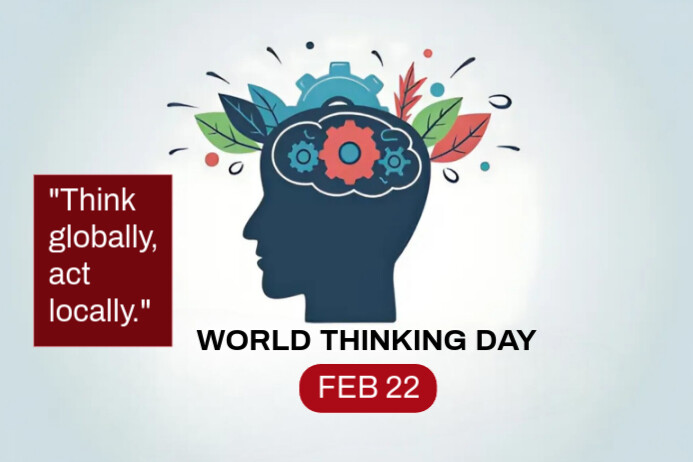 White Typographic World Thinking Day Poster Template | PosterMyWall