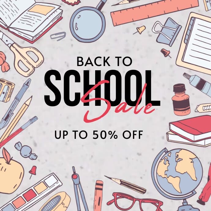 White Typography Back To School Sale Instagr Template | PosterMyWall