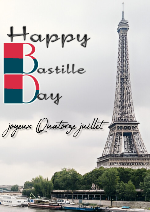 Plantilla de White Typography Bastille Day A4 Design Templ | PosterMyWall