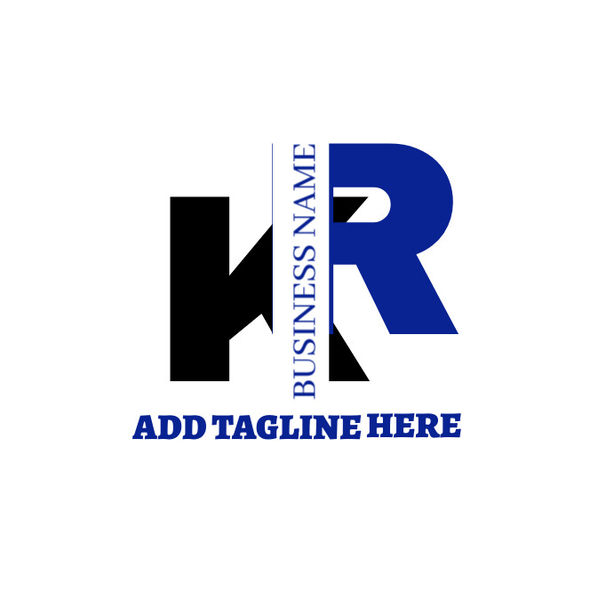 White Typography Black K & Blue R Letter Logo Template | PosterMyWall