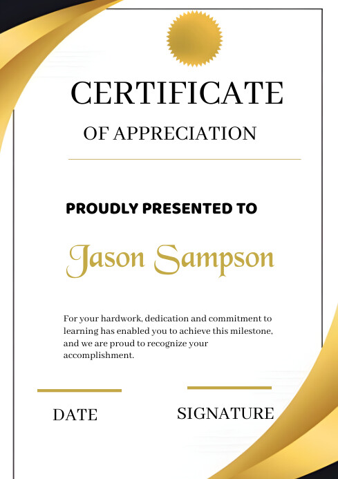White Typography Certificate Of Appreciation Templat | PosterMyWall