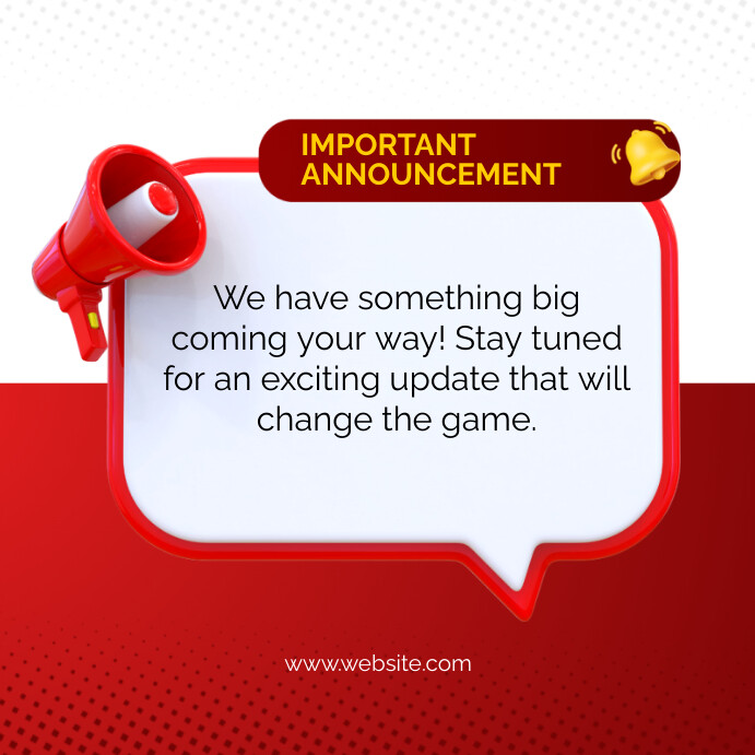 Modèle White Typography Important Announcement Notif | PosterMyWall