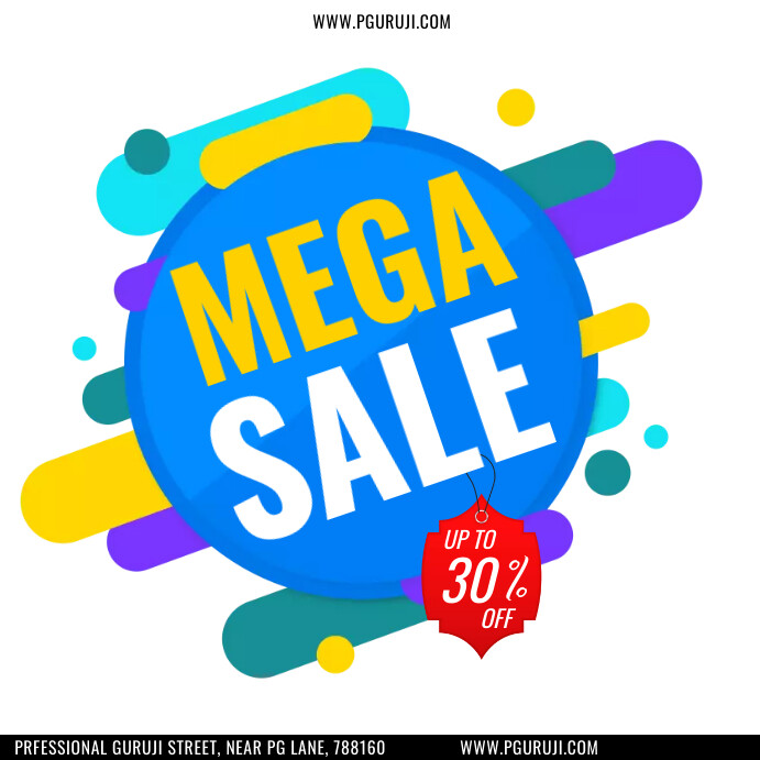 White Typography Mega Sale Ads Instagram Post Template | PosterMyWall