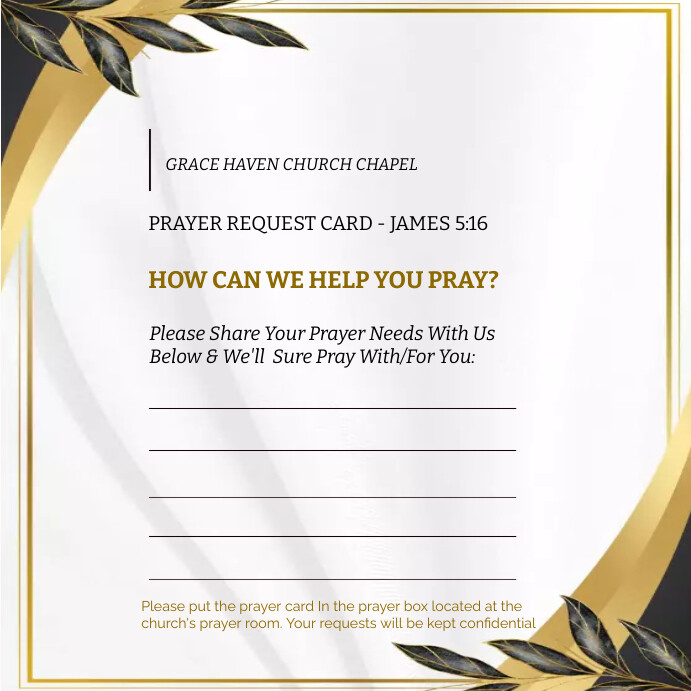 prayer request card church poster Template | PosterMyWall