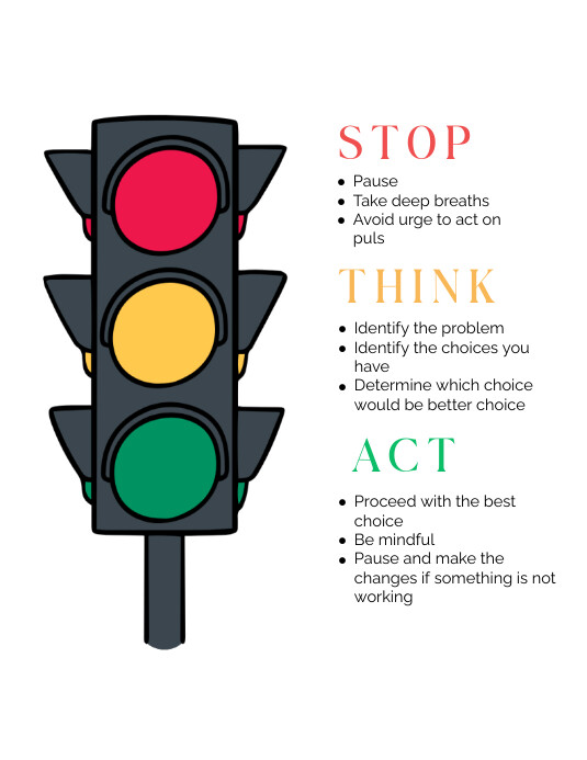 White Typography Stop Think And Act Traffic R Template | PosterMyWall