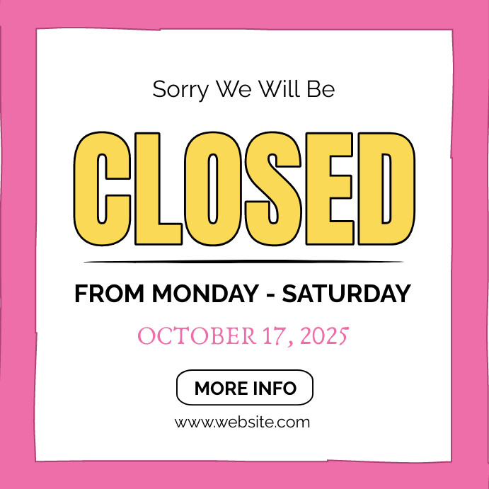 White Typography We're Closed Temporarily Tem Template | PosterMyWall