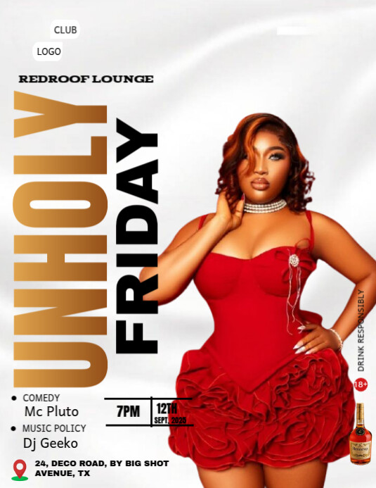 White Unholy Friday Night Party Flyer (us Letter) Template | PosterMyWall