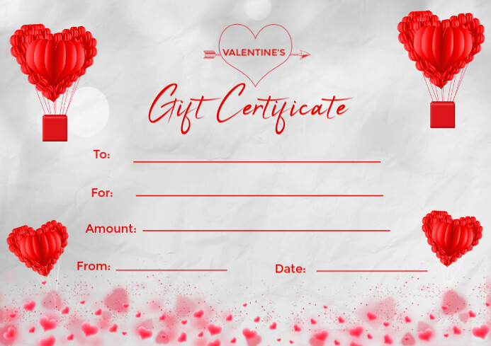 White Valentine's Gift Certificate A3 Template | PosterMyWall