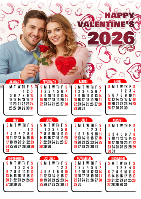 White Valentine's Day Calendar A4 Template | PosterMyWall