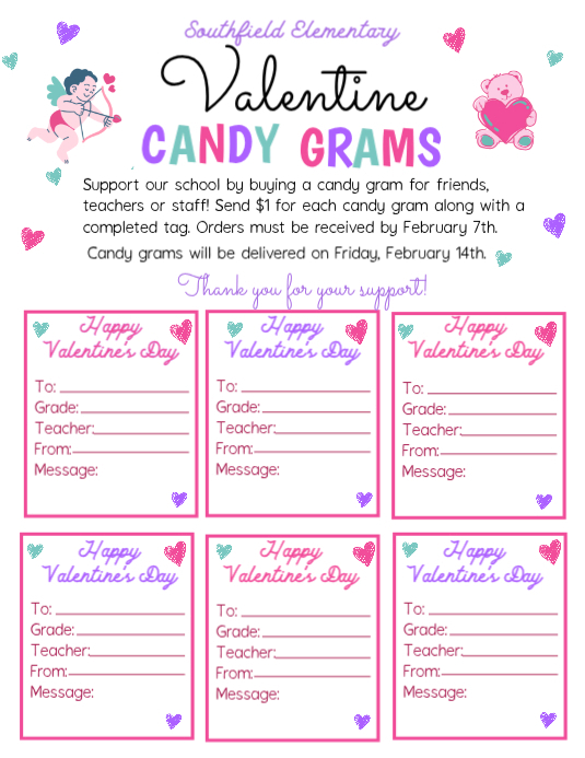 White Valentine's Day Candy Grams Flyer Template | PosterMyWall