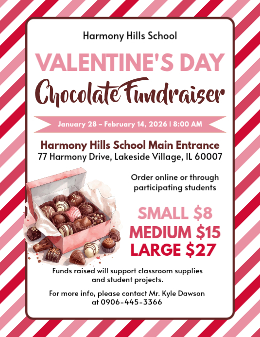White Valentine's Day Chocolate Fundraiser Flyer Template | PosterMyWall
