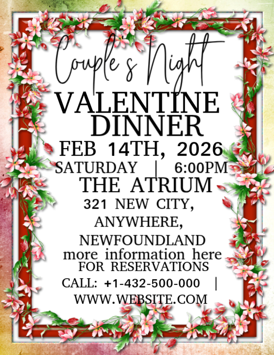White Valentine's Day Dinner Flyer Template | PosterMyWall