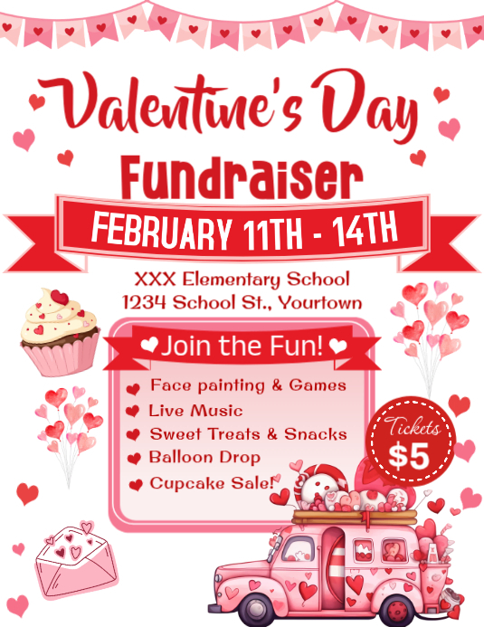 White Valentine's Day Fundraiser Flyer Template | PosterMyWall