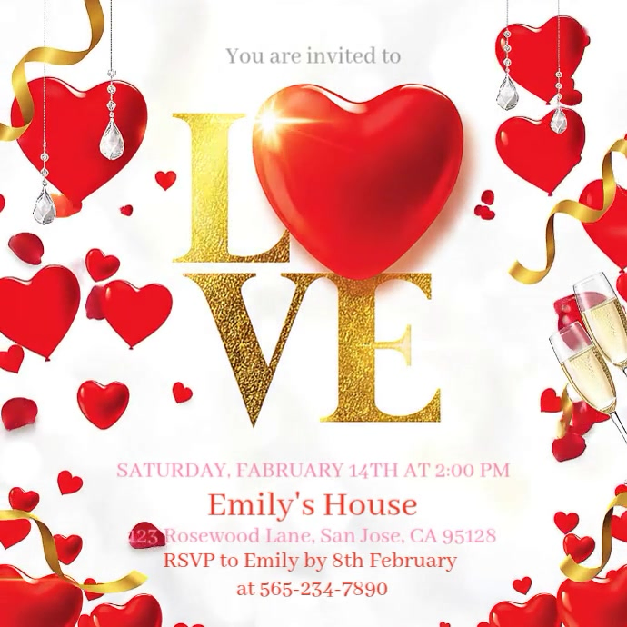 White Valentine's Day Invitation Instagram Post Video Template ...