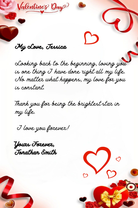 White Valentine's Day Love Letter Poster Template | PosterMyWall