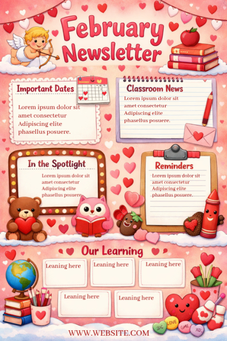 White Valentine's Day Newsletter Poster Template | PosterMyWall