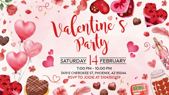 White Valentine's Day Party Digital Display Template | PosterMyWall