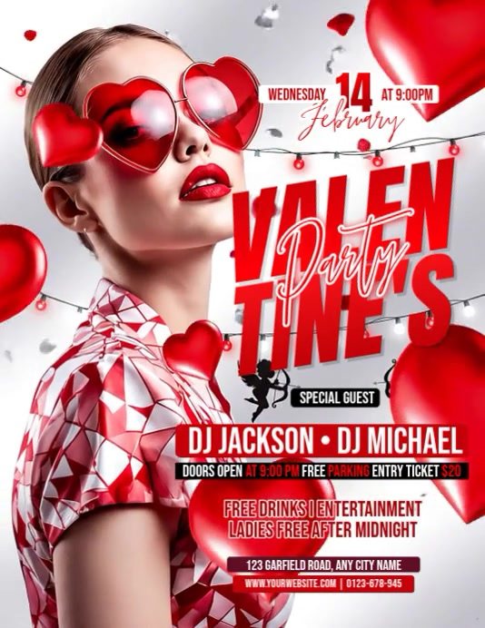 White Valentine's Day Party Flyer Video Template | PosterMyWall