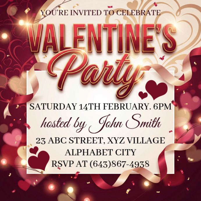 White Valentine's Day Party Instagram Post Template | PosterMyWall