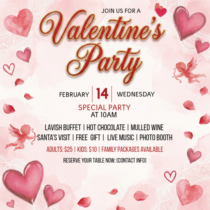 White Valentine's Day Party Instagram Post Template | PosterMyWall