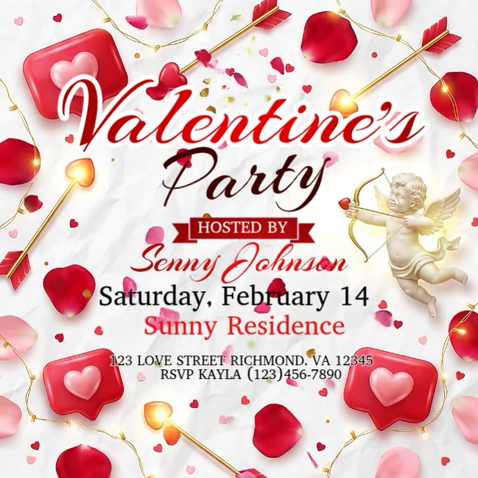 White Valentine's Day Party Instagram Post Video Template | PosterMyWall