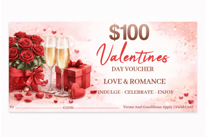 White Valentine's Day Voucher Poster Template | PosterMyWall