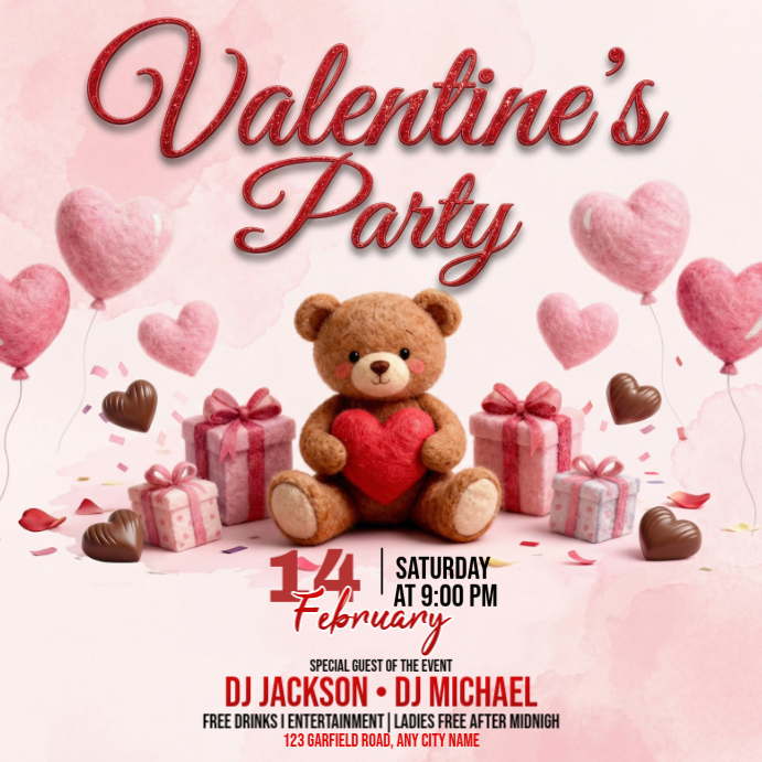 White Valentine's Party Instagram Post Template | PosterMyWall