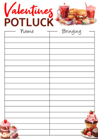 Valentine Potluck Sign Up Sheet Template | PosterMyWall