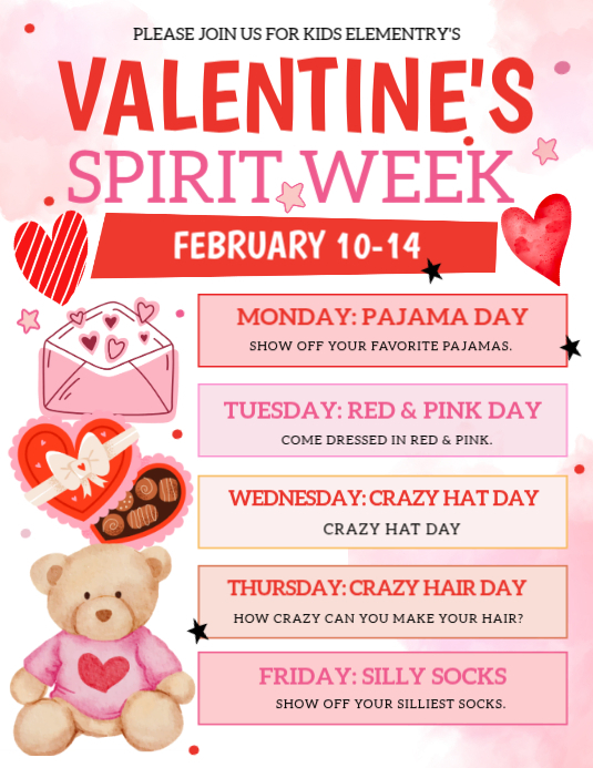 Plantilla de White Valentine's Spirit Week Flyer | PosterMyWall