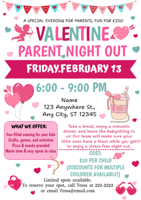 Copy of White Valentine Parent Night Out A4 | PosterMyWall