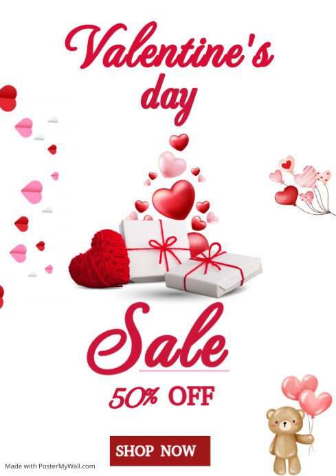 White Valentine Sales A4 Template | PosterMyWall