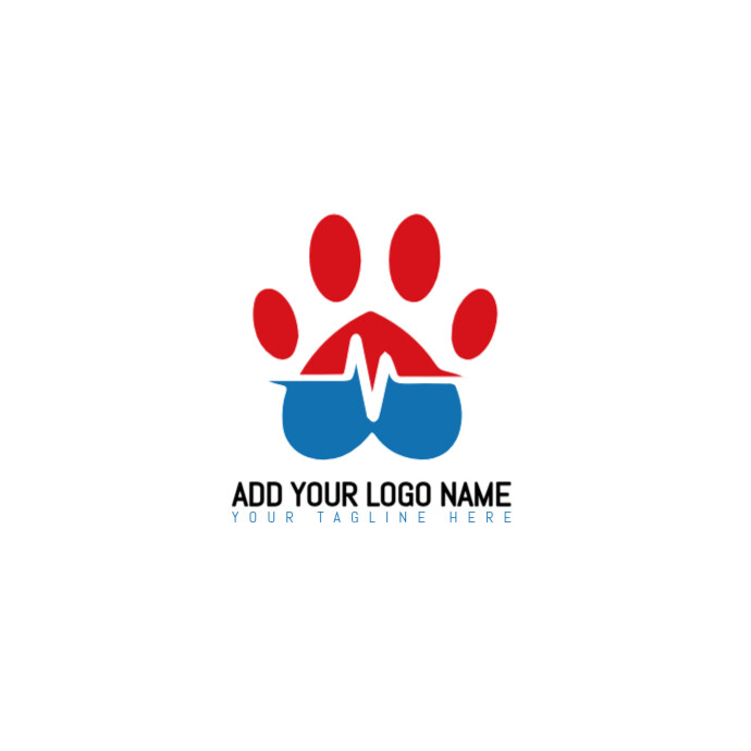 White Veterinary/vet/brand/business/symbol/elegant/paw/dog/red/blue ...