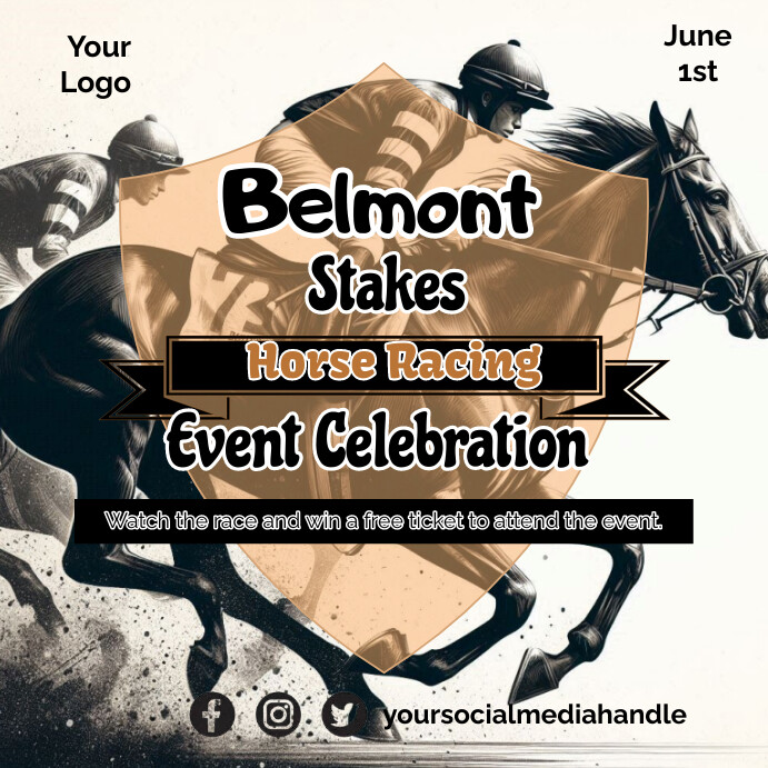 White Vintage Belmont Stakes Event Poster In Template | PosterMyWall