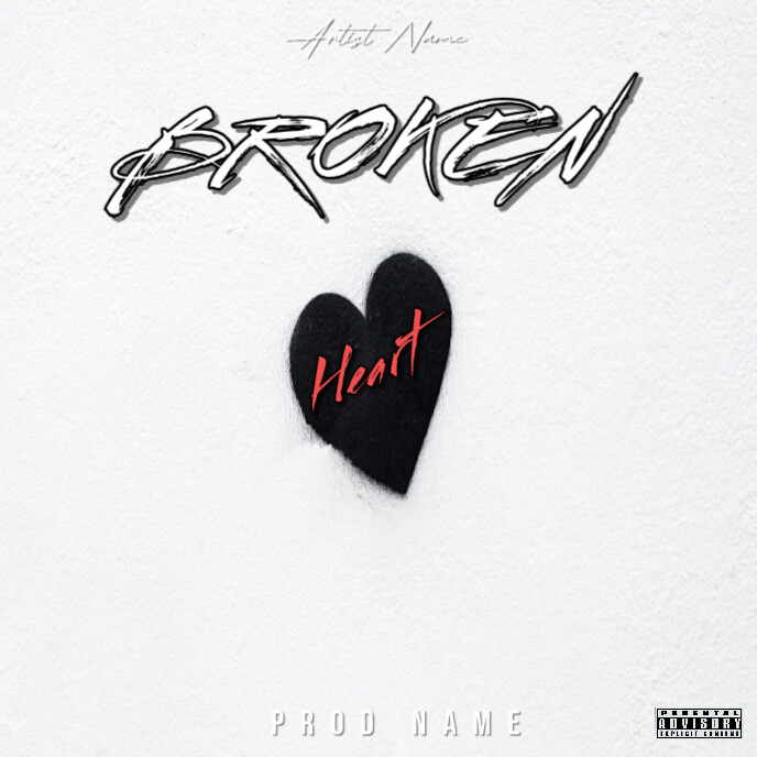 White Vintage Broken Heart Album Cover Template | PosterMyWall
