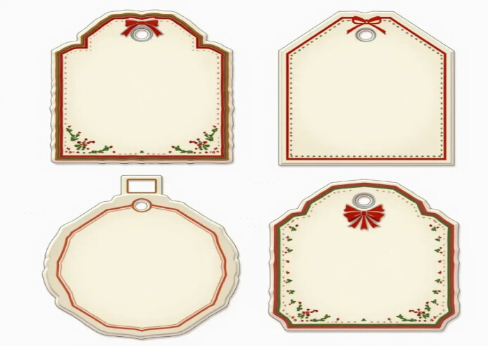 White Vintage Christmas Gift Tags Printable Cutout Template Postcard ...