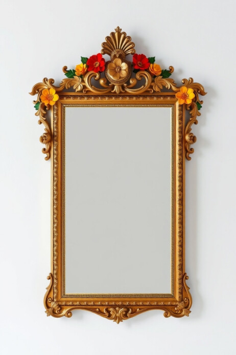 White Vintage Floral Picture Frame Poster Template | PosterMyWall