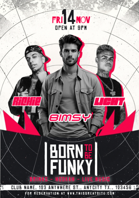 White Vintage Funky Night Party A4 Template | PosterMyWall