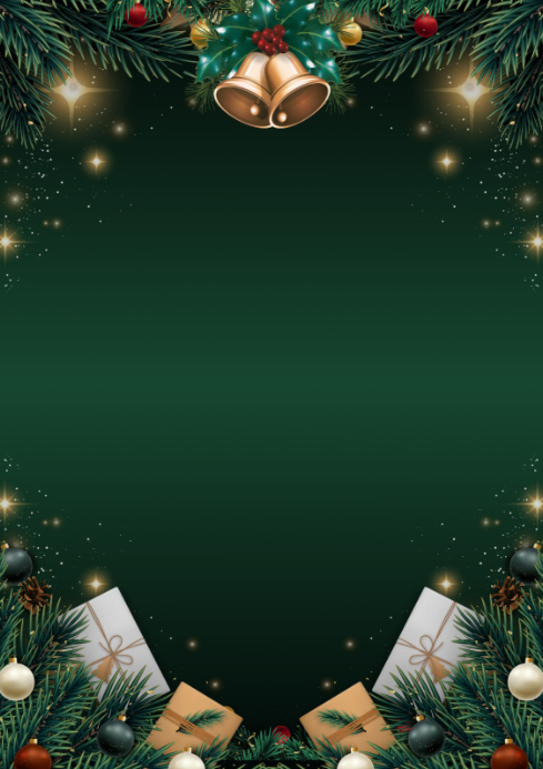 White Vintage Green Christmas Background A4 Template | PosterMyWall