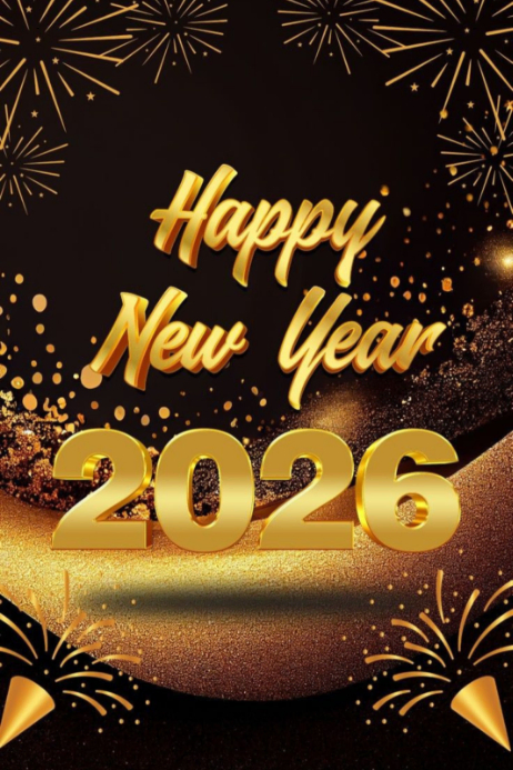 Plantilla de White Vintage Happy New Year 2026 Gold Luxury Fireworks ...