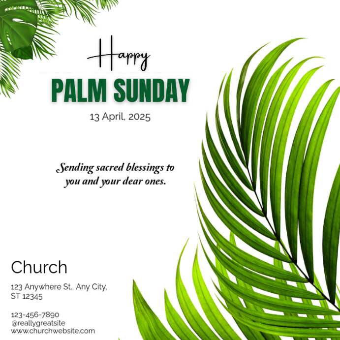 White Vintage Happy Palm Sunday Special Blessings Instagram Post Template | PosterMyWall