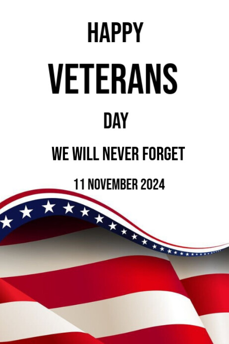 White Vintage Happy Veterans Day 11 November 2024 Poster Template ...