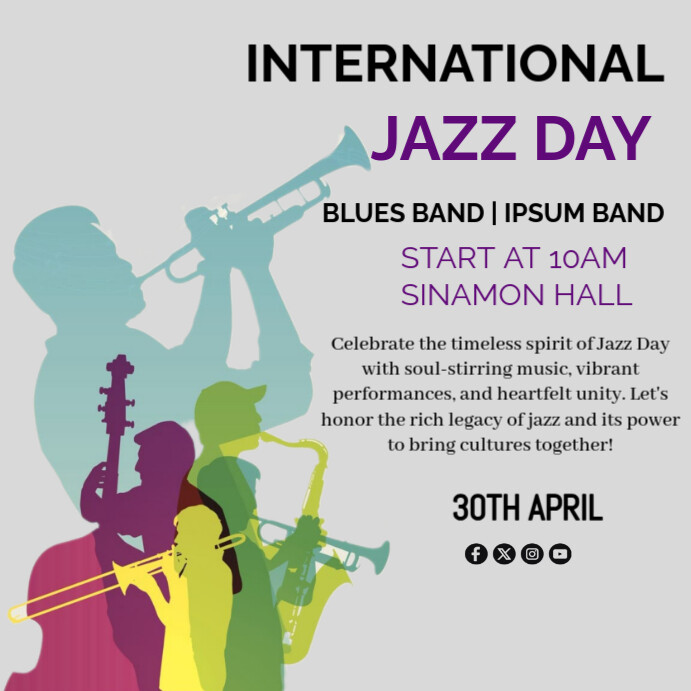 White Vintage International Jazz Day Instagram Post Template | PosterMyWall