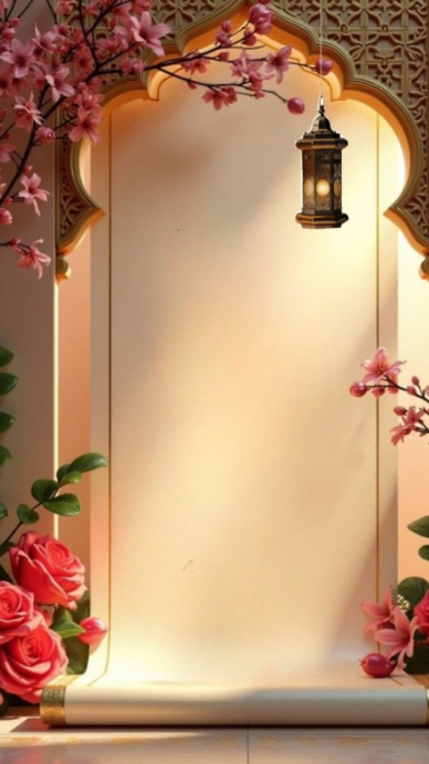 Plantilla de White Vintage Islamic Arch With Cherry Blossoms And ...